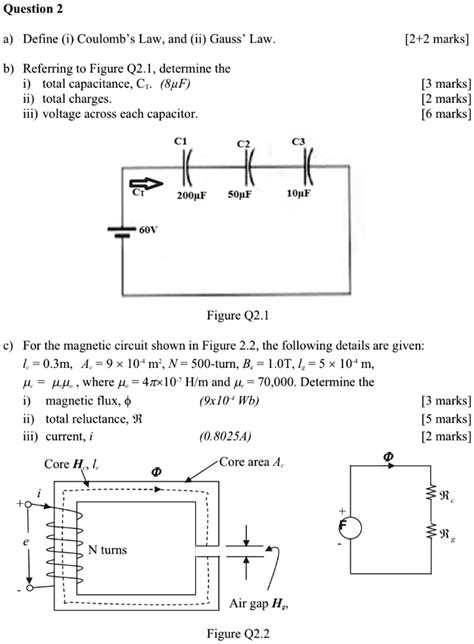 solved question 2 a define i coulomb s law and ii gauss law [2