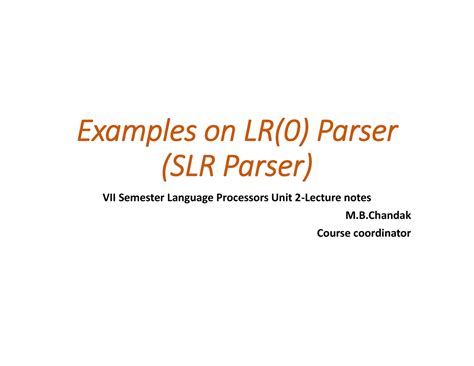 lr0examples examples on lr 0 parser slr parser vii semester