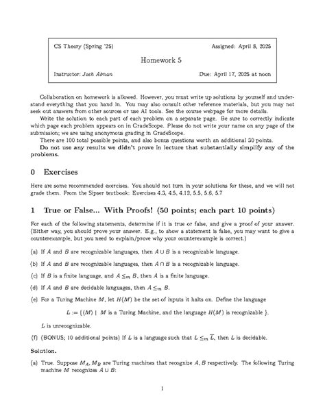 Final Exam Solutions For Cs Theory Cs 101 Homework 5 Studocu
