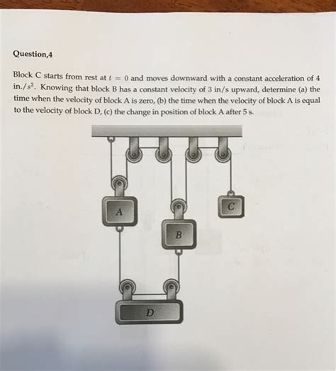 solved block c starts from rest at t 0 and moves downward