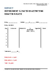Lab Report Factors affecting Chemistry Laboratory Trường Đại học Quốc tế Đại học Quốc