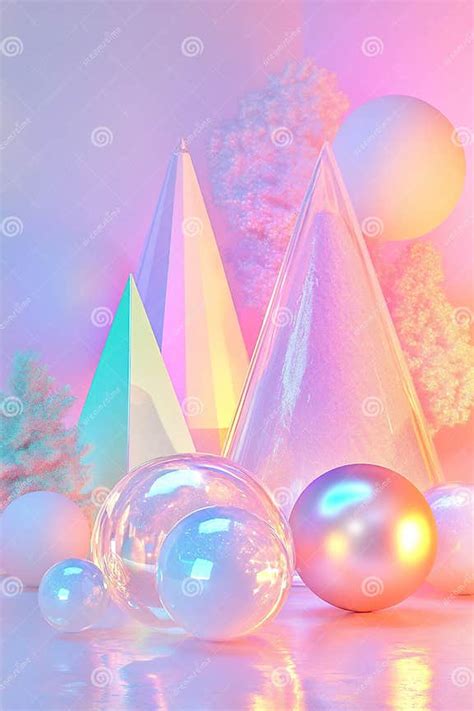 Colorful Geometric Shapes And Spheres In A Dreamy Pastel Setting Create An Abstract Art Piece