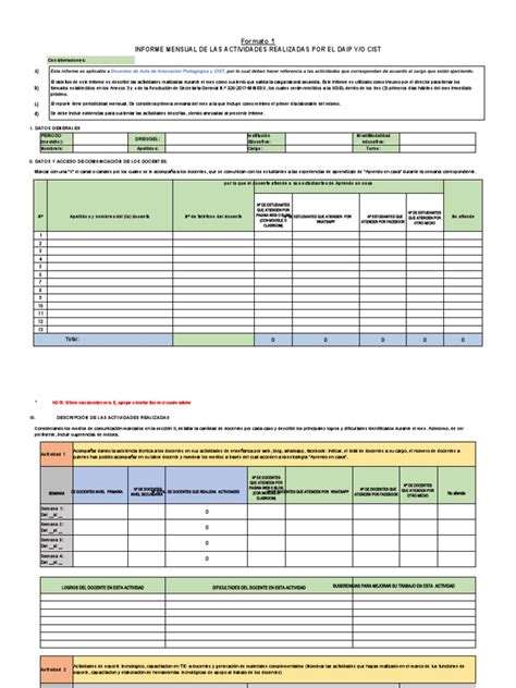 6 Formato Informe Mensual Pdf Enseñando Moodle