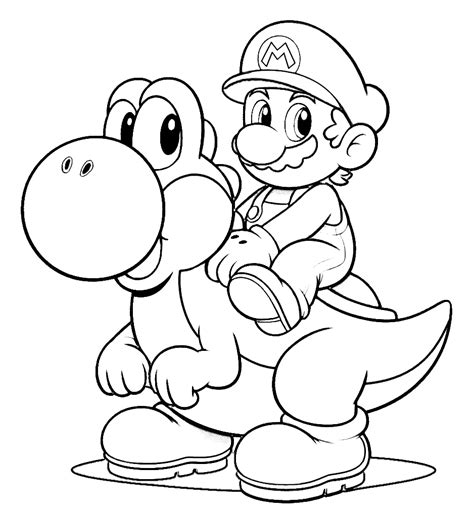 Super Mario And Yoshi Coloring Pages