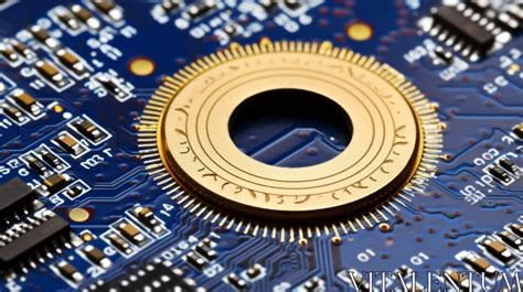Gold Plated Cpu Socket On Blue Pcb Technology Image Downloadable Ai