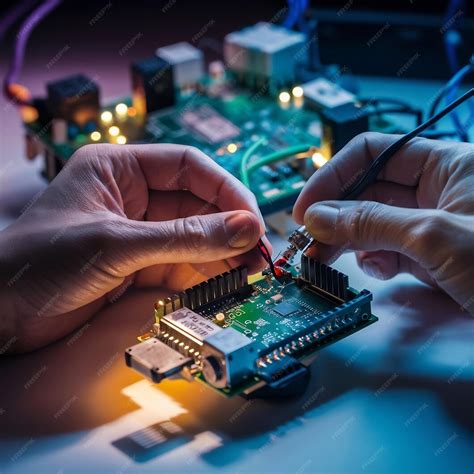 Premium Photo Arduino Control Broad Element Assembly By Human