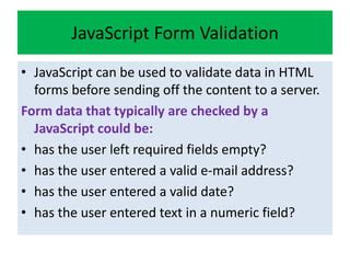 Javascript Validating Form PPTX