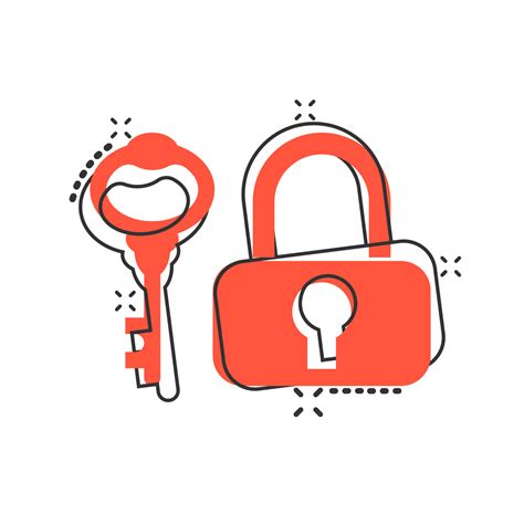 Llave Con Icono De Candado En Estilo Cómico Pictograma De Ilustración