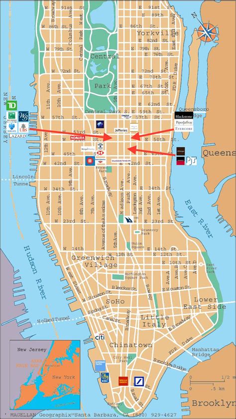 A Map Of Where Investment Banks Are In Manhattan Adams Printable Map