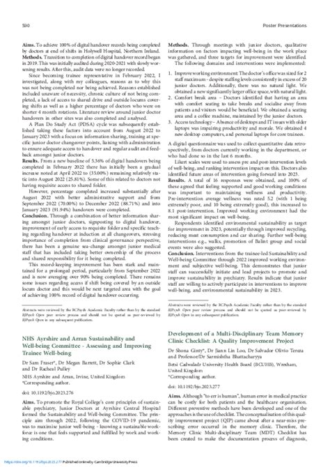 Pdf Development Of A Multi Disciplinary Team Memory Clinic Checklist A Quality Improvement