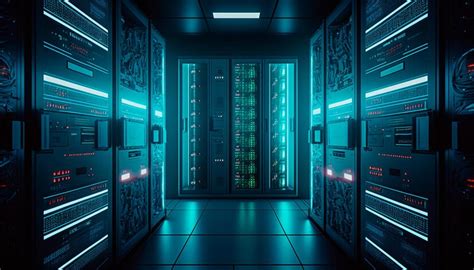 Premium Ai Image Computer Network Security Server Room Data Center Light Blue Color
