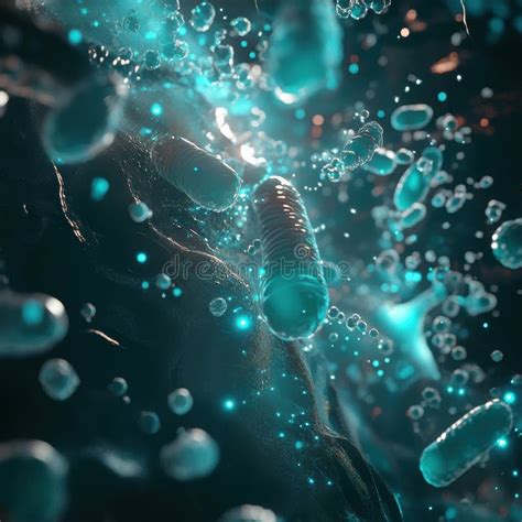 Exploration Of Vibrant 3d Microbes Within A Dynamic Aquatic Environment