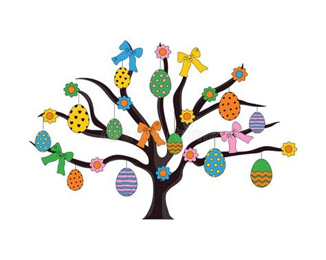 Vector Illustration Of Easter Tree Tree With Easter Eggs Stock Vector