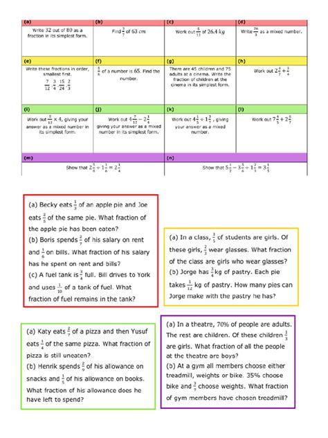 Fractions Revision Questions Pdf