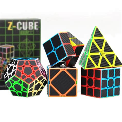5pcs Set Colorful Carbon Fiber Magic Cube Set 3x3x3 Speed Puzzle