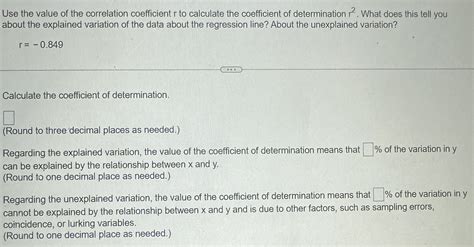 Solved Use The Value Of The Correlation Coefficient R To Chegg