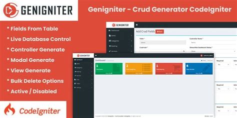 genigniter crud generator codeigniter by denthemes