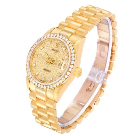 Rolex President Datejust 31 Midsize Yellow Gold Diamond Ladies Watch