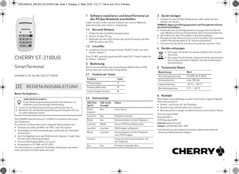Cherry St 2100ug Operating Manual Pdf Download Manualslib