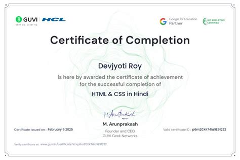 Html Css Webdevelopment Learning Certification Devjyoti Roy 10