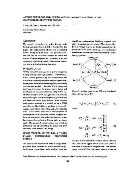 Pdf Active Filtering And Power Factor Correction Using A Dsp