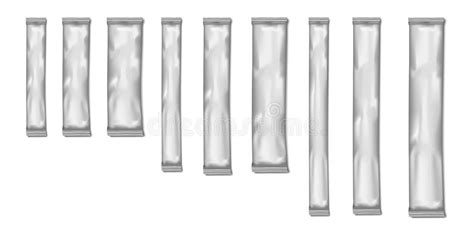 Blank White Stick Packet Pack Vector Mock Up Set Individual Pouch