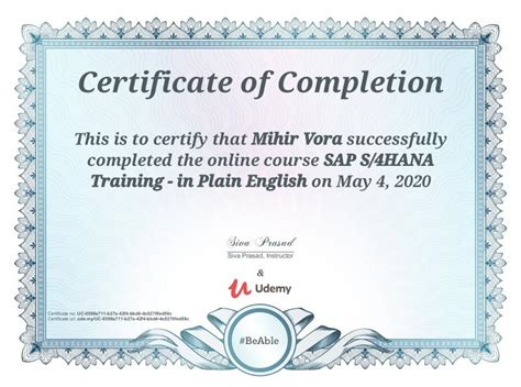 Mihir Vora On Linkedin Saptraining Saperp Saps4hana Certificate Completed Keeplearning