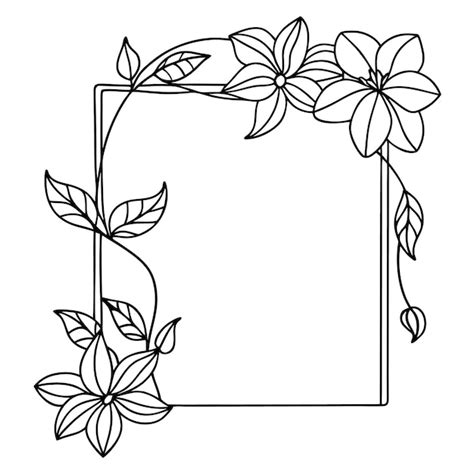 A Black And White Drawing Of A Square With Flowers On It Premium AI Generated Vector