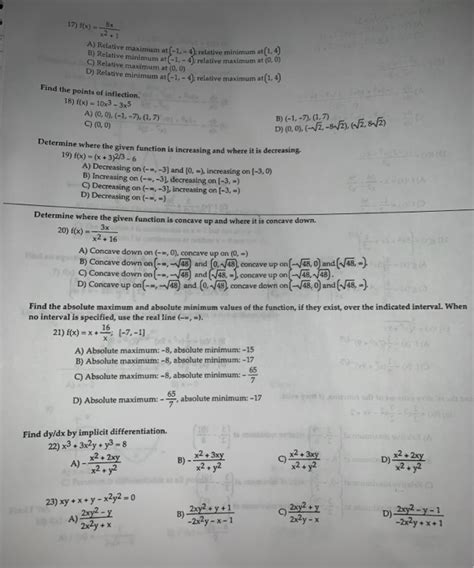 Solved 17 A Relative Maximum At 1 4 Relative Minimum