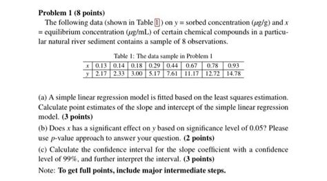 solved problem 1 8 points the following data shown in