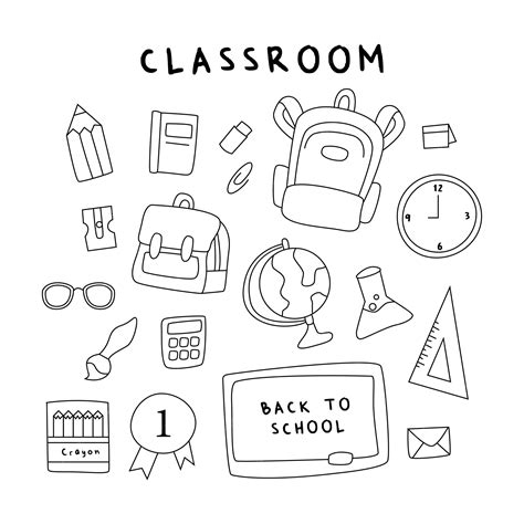 Premium Vector Classroom Doodle Education School Line Art Premium Vector Classroom Doodle Education School Line Art