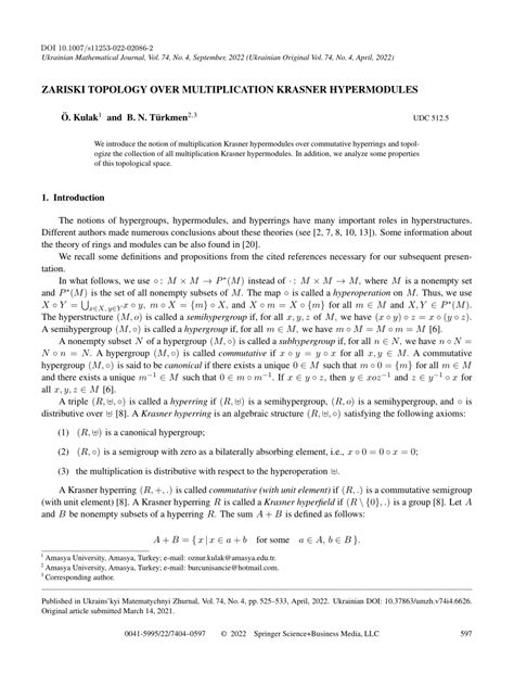 Pdf Zariski Topology Over Multiplication Krasner Hypermodules