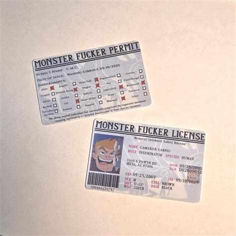 Monsterfucker Permit Etsy