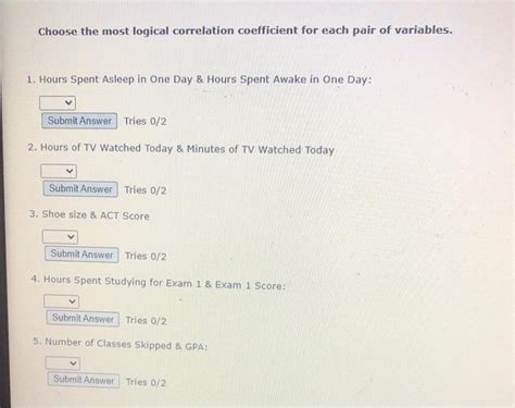 Solved Choose The Most Logical Correlation Coefficient For Solved Choose The Most Logical Correlation Coefficient For