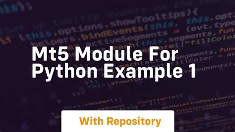 Mt5 Module For Python Example 1 Youtube