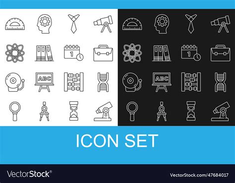 set line microscope dna symbol briefcase tie vector image