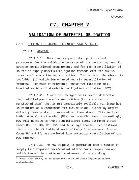 Docx Chapter 7 Validation Of Materiel Obligation · Web Viewthe Defense Automatic Addressing