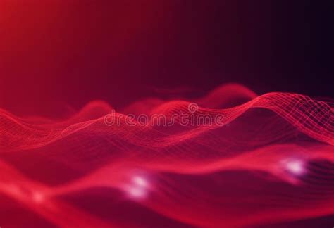 Waves Sound Waveform Visualization Audio Technology Red Copy Illustration Futuristic Wireframe