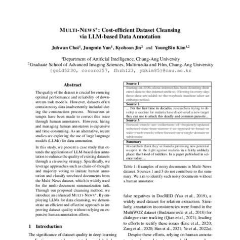 Multi News Cost Efficient Dataset Cleansing Via Llm Based Data