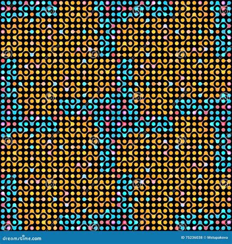 Multicolor Molecules Flat Seamless Pattern Stock Illustration