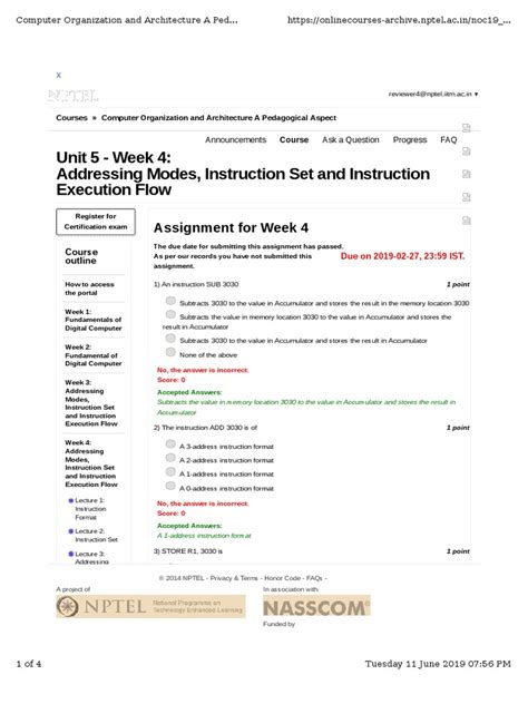 Noc19 Cs04 Assignment5 Pdf Central Processing Unit Computer Architecture