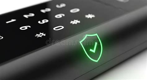 A Close Up Of A Security Keypad With Illuminated Green Shield Icon