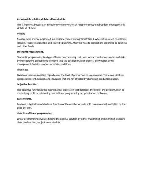 An Infeasible Solution Violates All Constraints Pdf