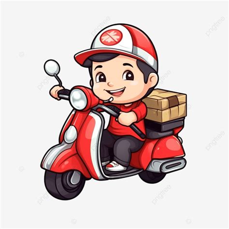 빈티지 모터바이크 만화 캐릭터 특급 배달 컨셉의 택배 배달 스쿠터 자전거 Png 일러스트 및 이미지 에 대한 무료 다운로드