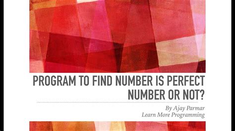Program To Find A Number Is Perfect Or Not How To Find A Number Is Perfect Number In C Youtube