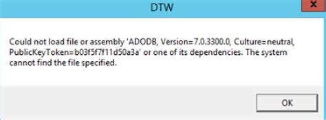 Error Dtw Adodb Free Consul It