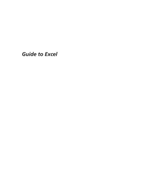 Guide To Excel Pdf