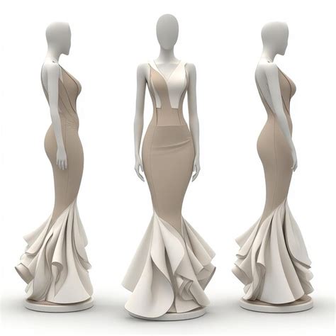 Three Different Models Of Dresses Including One Of Which Is A Womans Dress Premium Ai