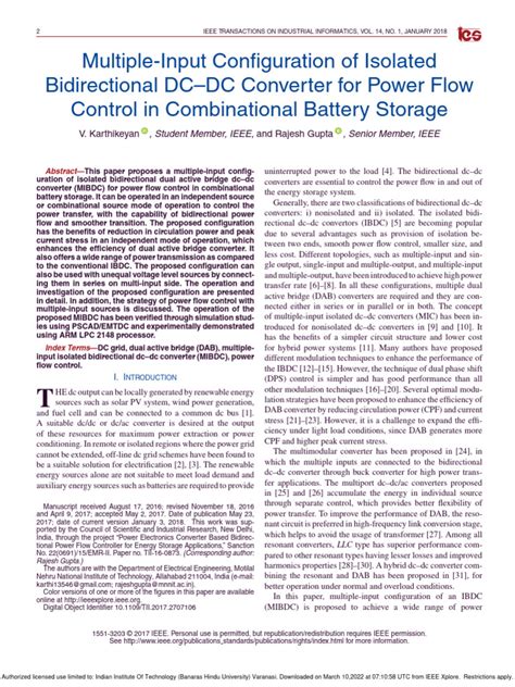 Multiple Input Configuration Of Isolated Bidirectional Dcdc Converter