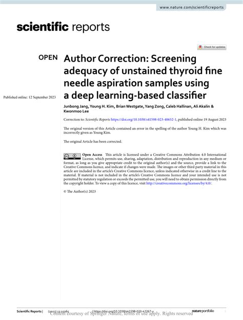 Pdf Author Correction Screening Adequacy Of Unstained Thyroid Fine
